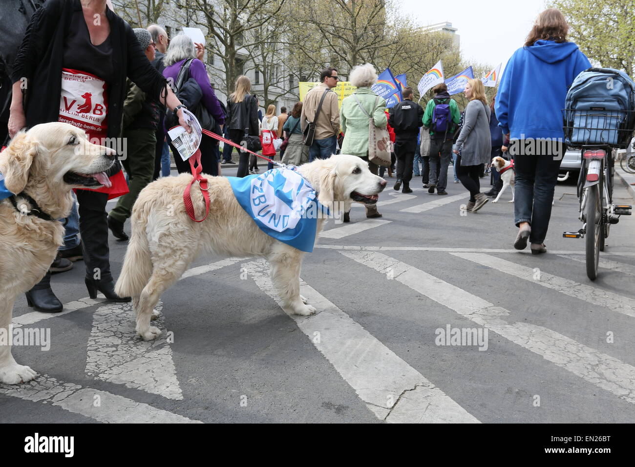 Germany. 25th Apr, 2015. Animal protection groups gathered crowds of ...
