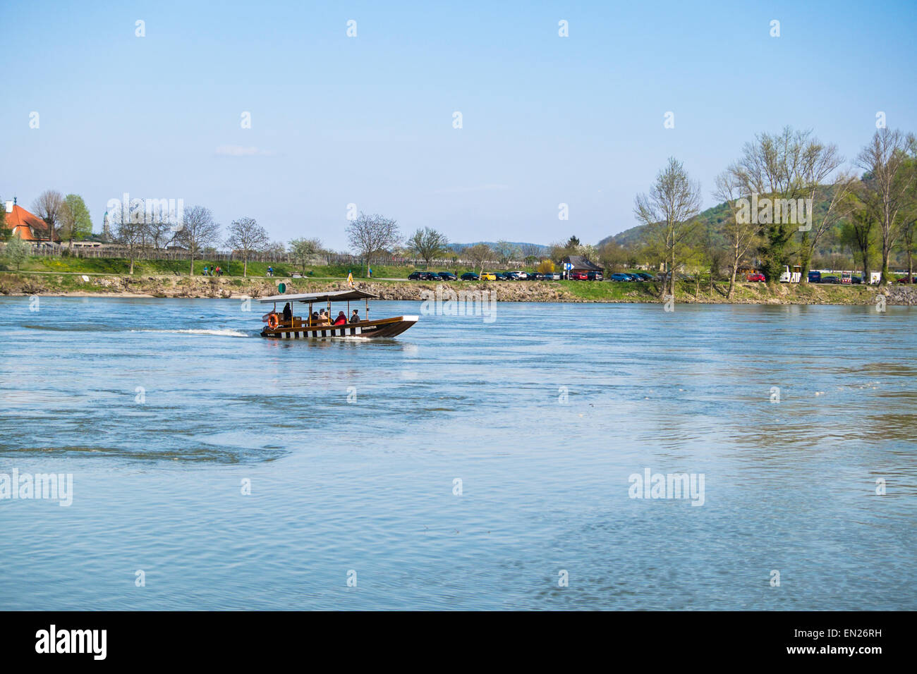 Boat on a river Stock Photo - Alamy