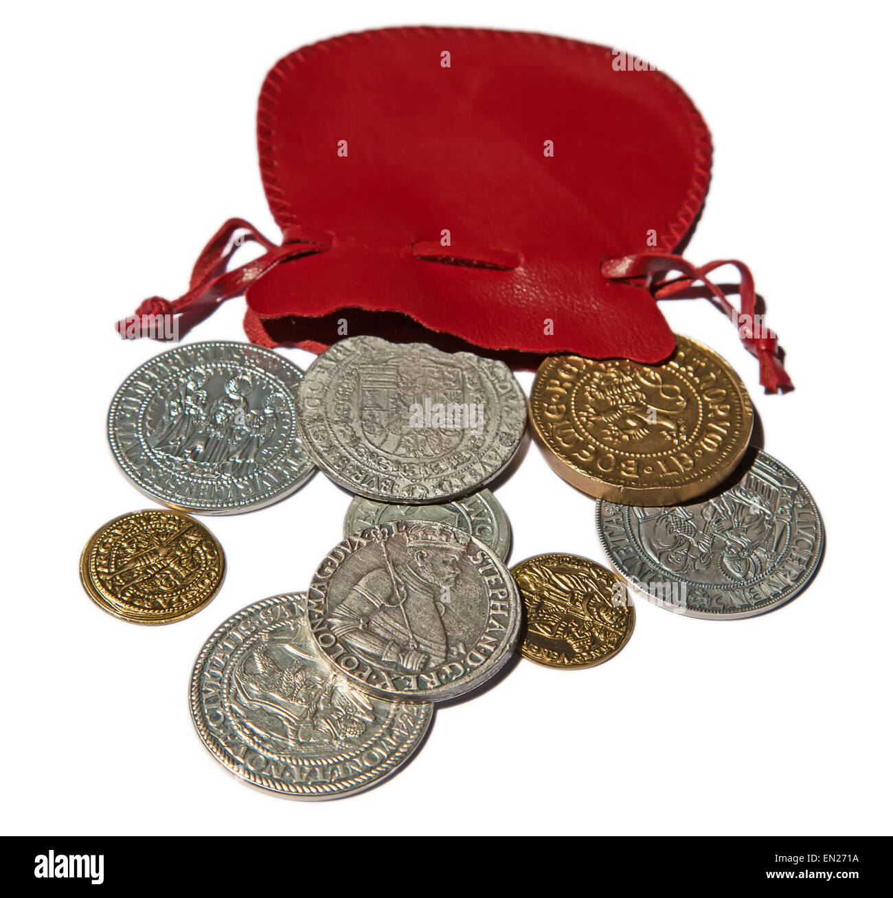 Collection of the medieval coins on the white background Stock Photo ...