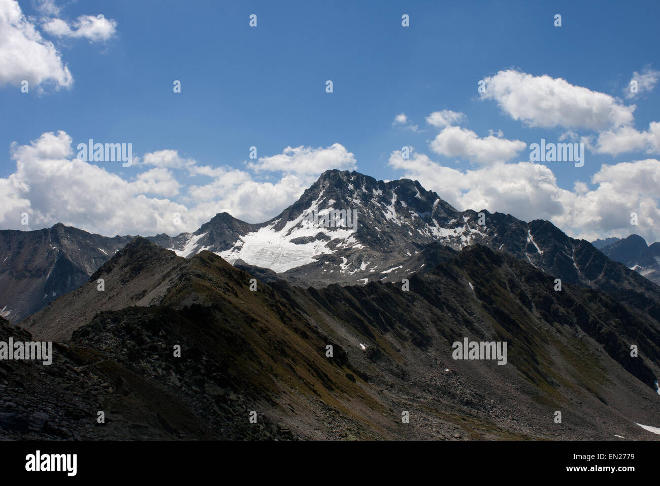 Fluella Wisshorn Switzerland Engadin Alps Scuol mountain peak seen ...