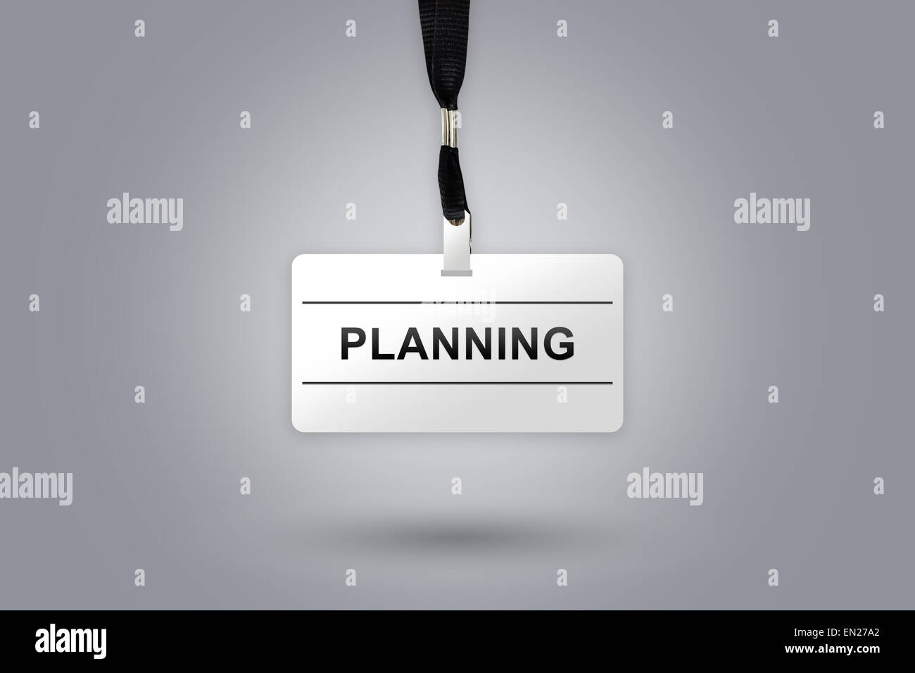 planning on badge with grey radial gradient background Stock Photo - Alamy