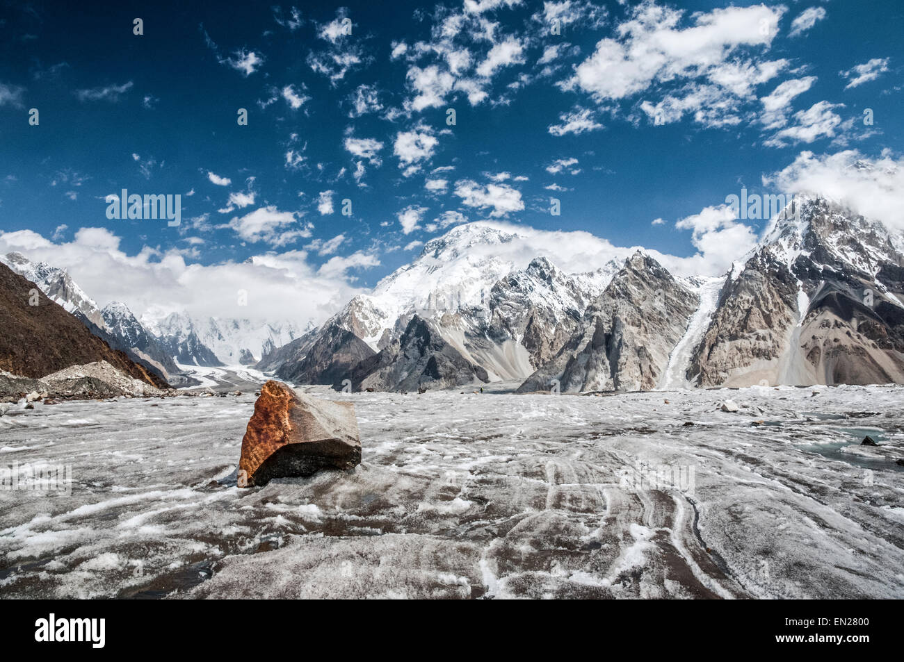 Karakoram Mountains K28611m[left] Broad Peak 8047m [middle] Gasherbrum ...