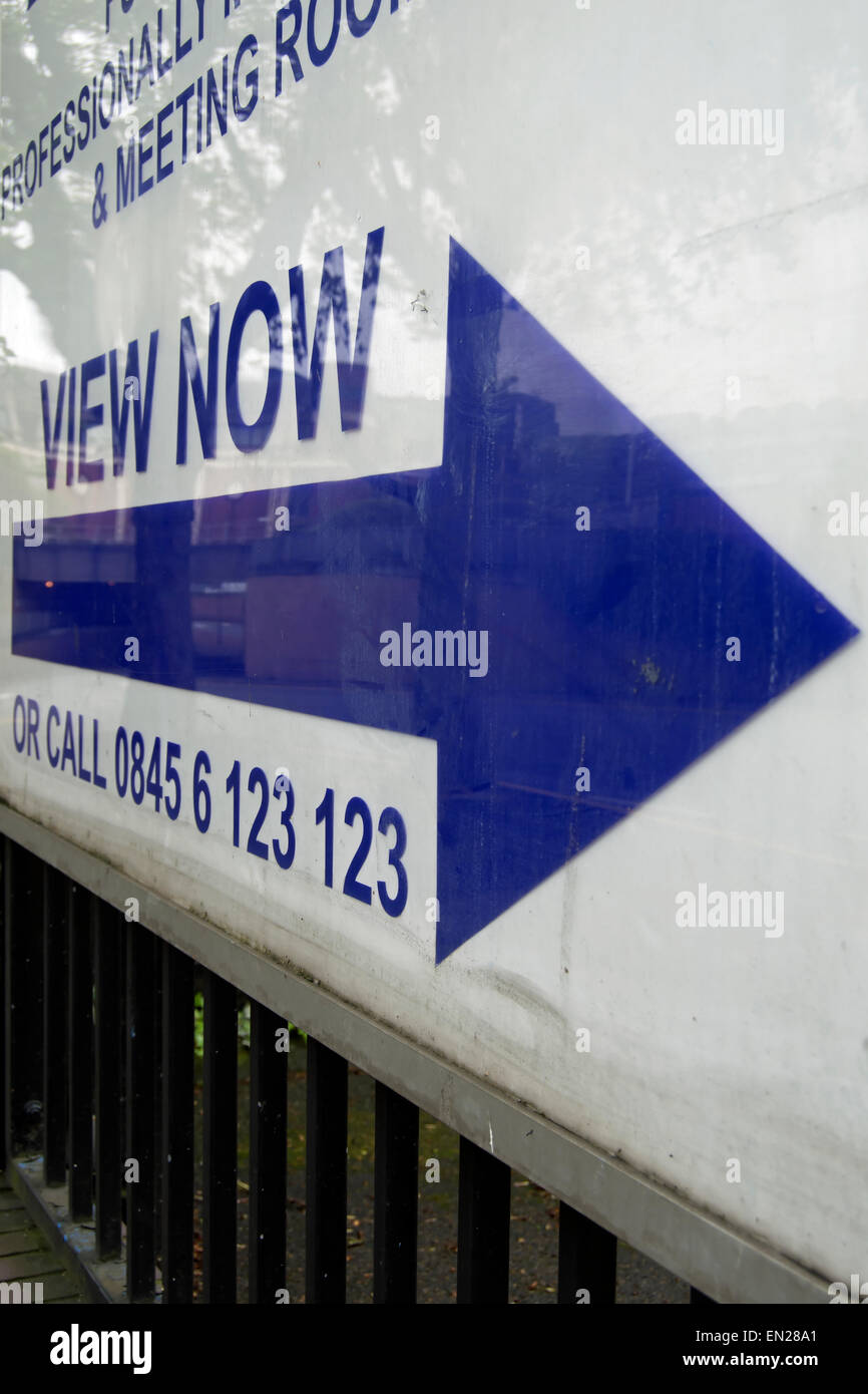 view now sign with arrow, outside a property development in kingston ...