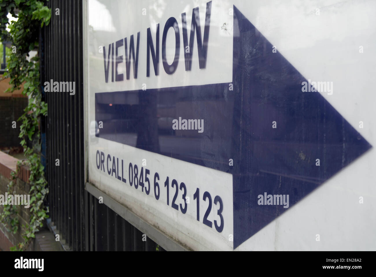 view now sign with arrow, outside a property development in kingston ...