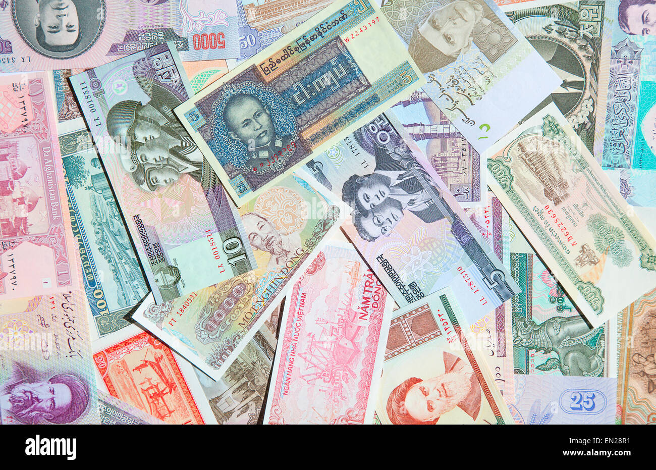 Variety of asian banknotes Stock Photo - Alamy