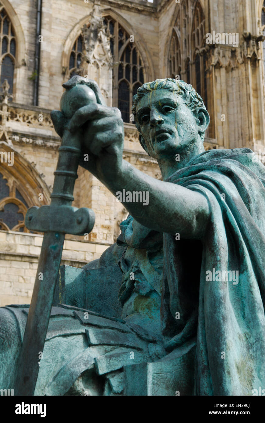 A statue of the emperor Constantine in front of the Yorkminster Stock ...