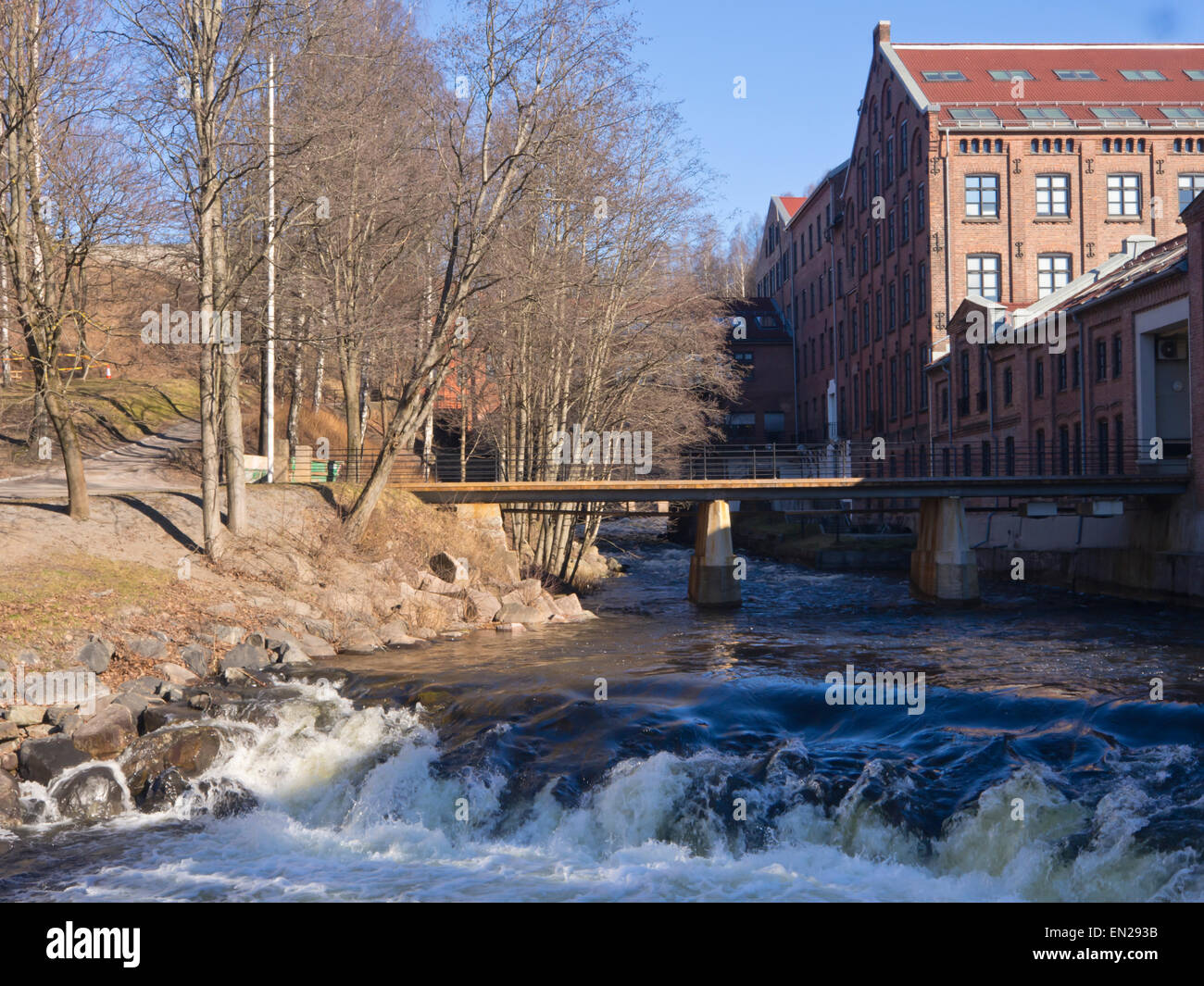 Akerselva running through Oslo Norway from the forest to the fjord, old ...