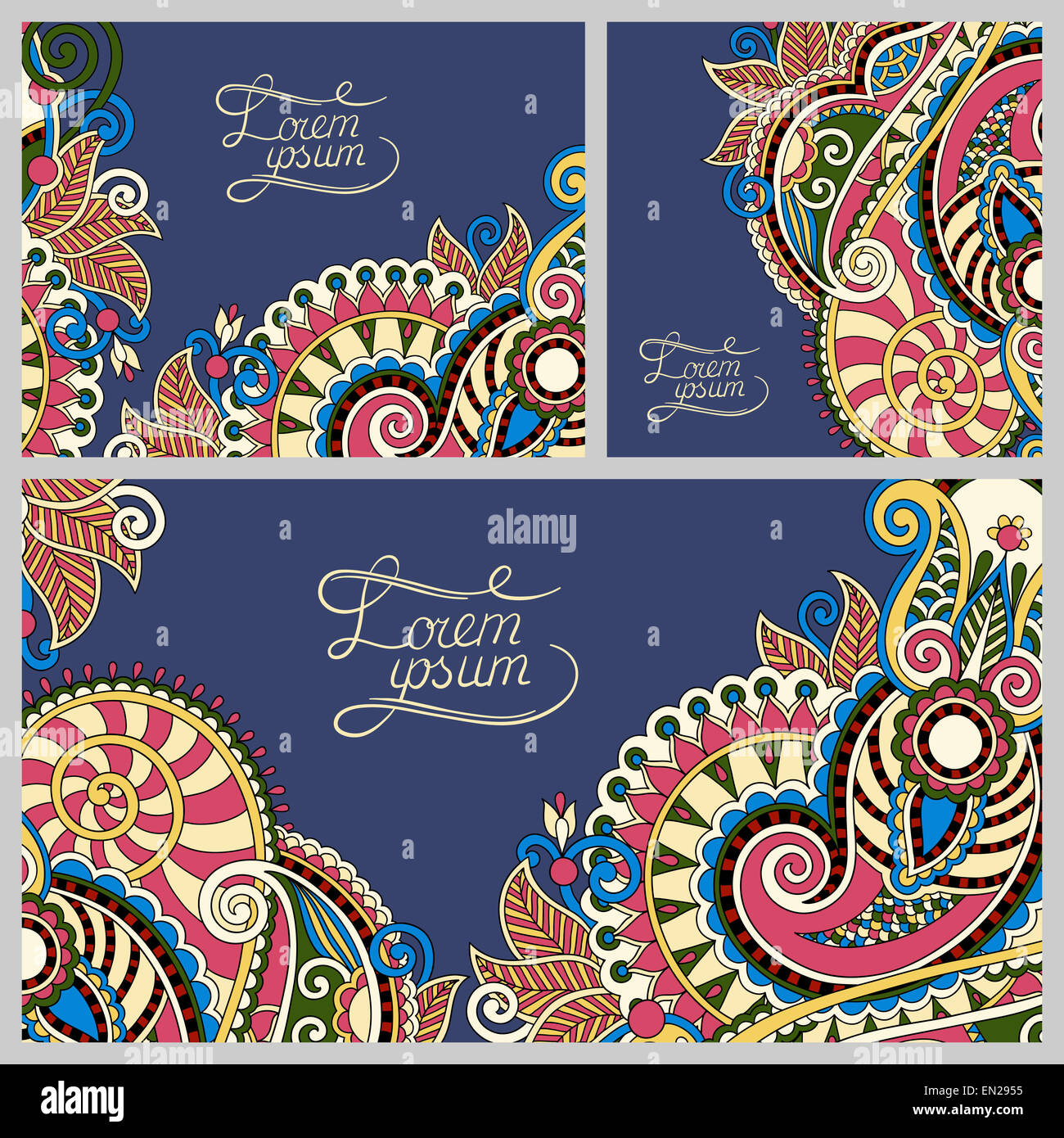 set of floral decorative background, template frame design for c Stock ...