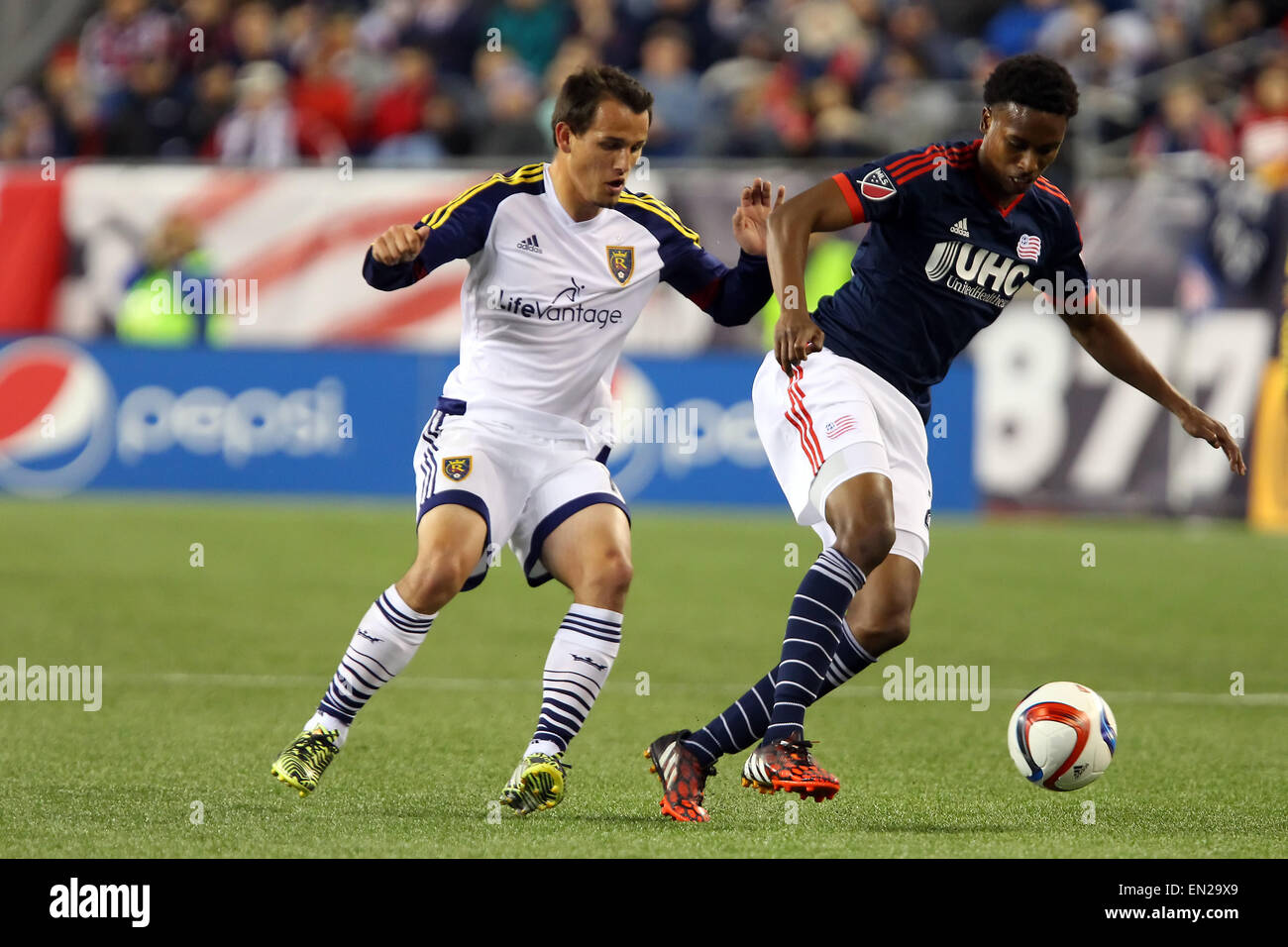 April 25, 2015; Foxborough, MA, USA; Real Salt Lake midfielder Luis Gil ...