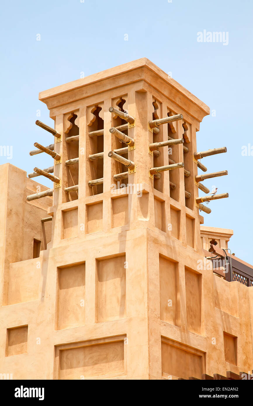 Old Dubai with classical wind tower Stock Photo - Alamy