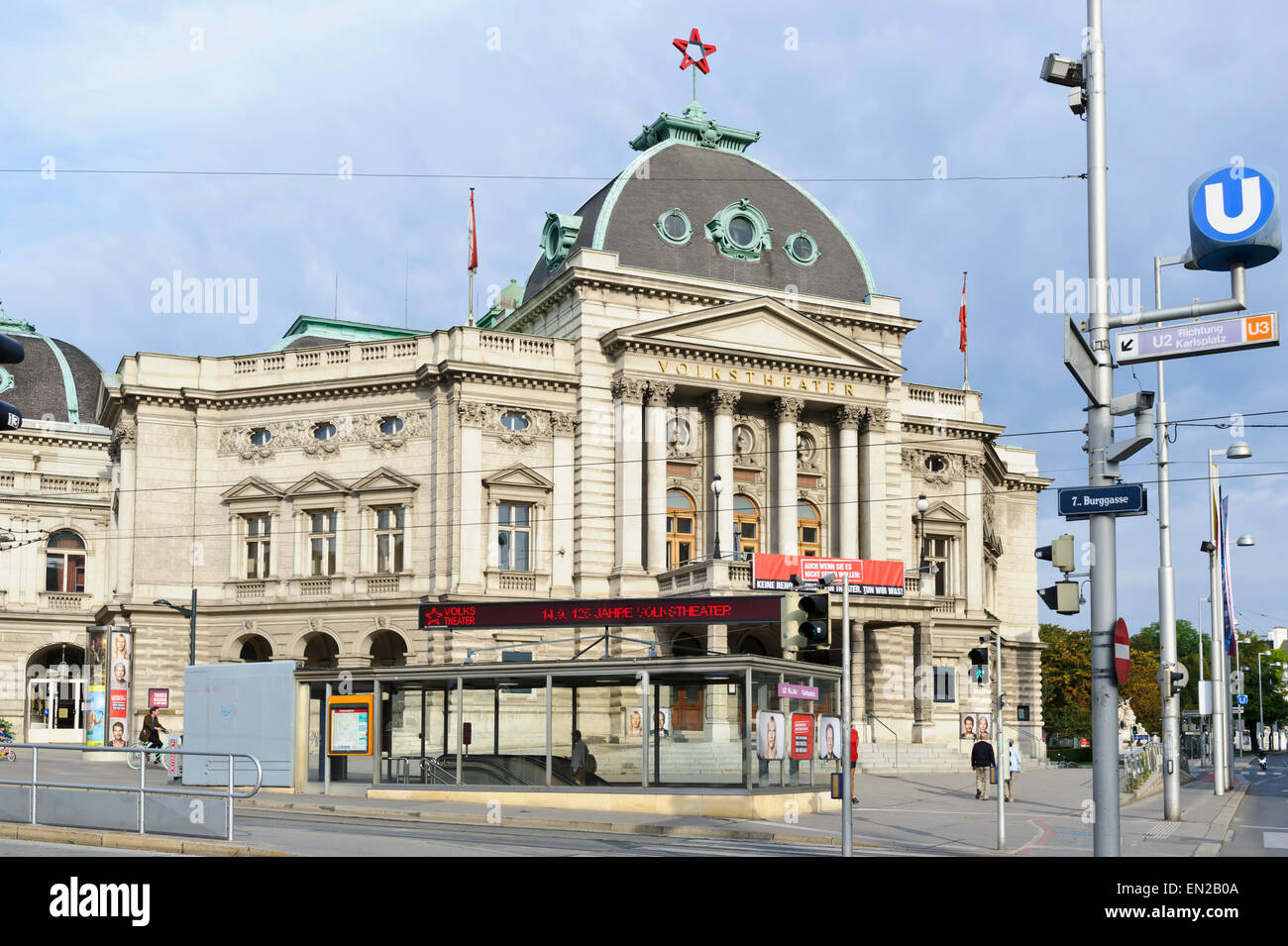 The classic facade of Volkstheater building, Vienna, Austria Stock ...