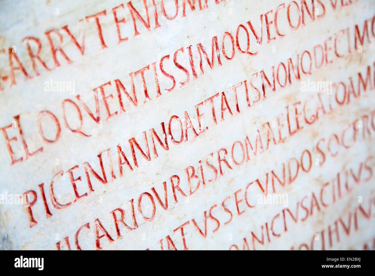 Pre-christian latin writing carved on the tombstone Stock Photo - Alamy