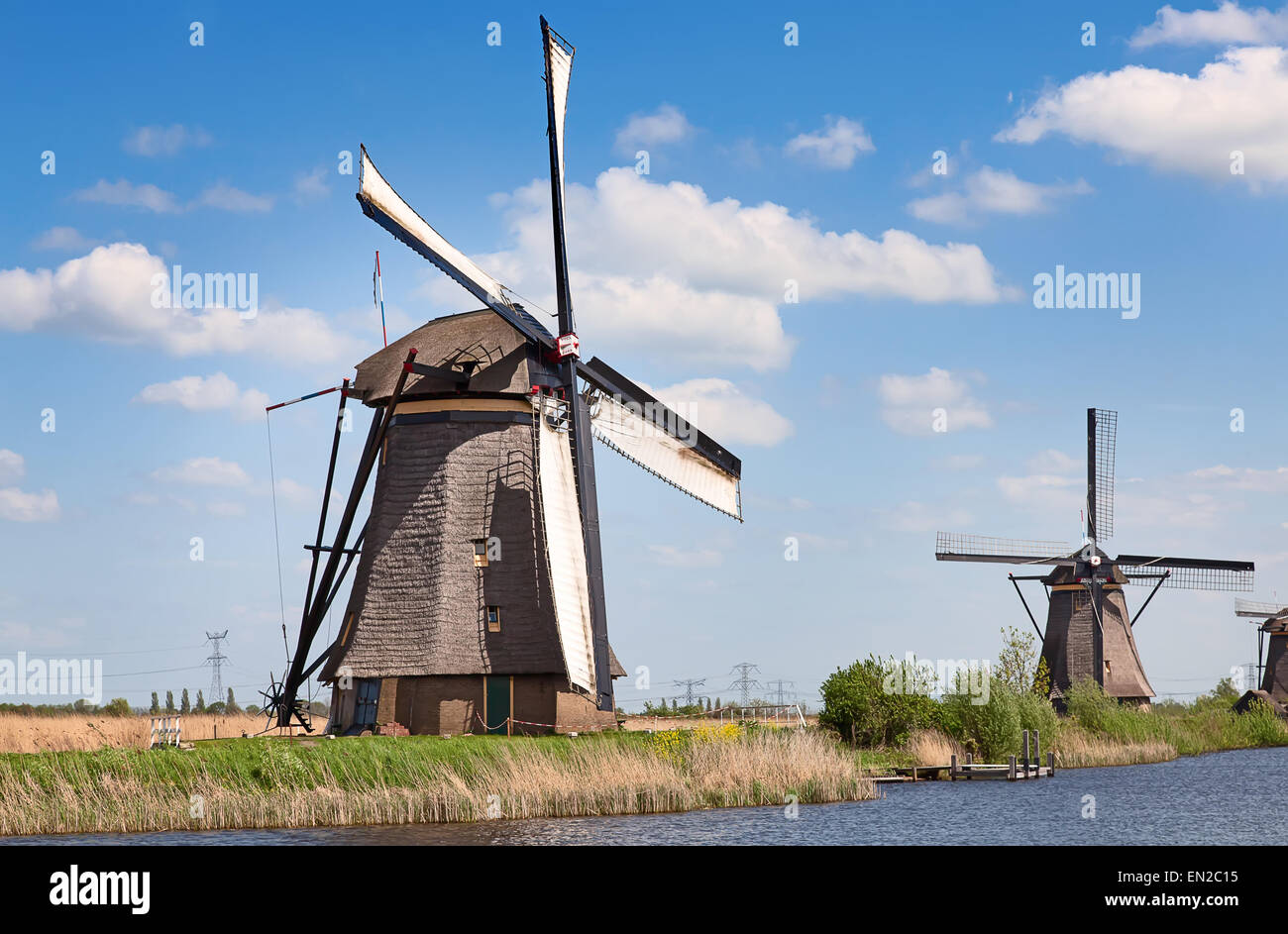 Ancient windmills near Kinderdijk, Netherlands Stock Photo - Alamy
