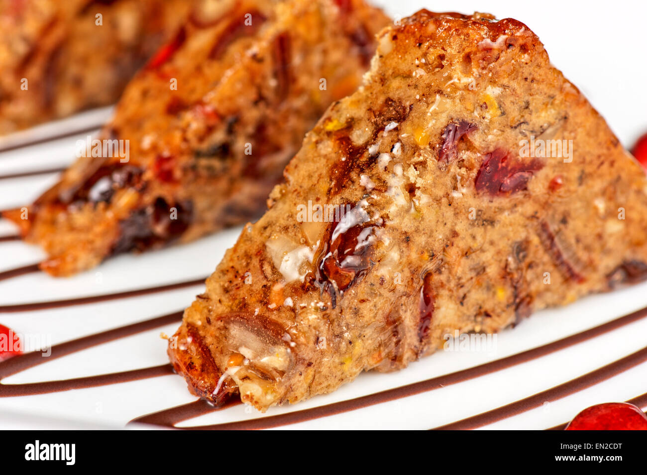 Fruit bread sliced at plate Stock Photo - Alamy