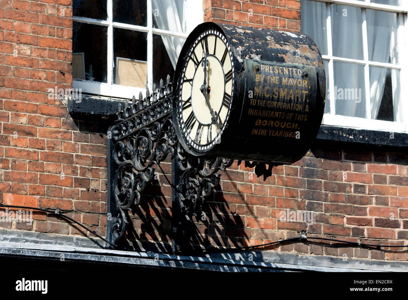 Clock in High Street, Tewkesbury, Gloucestershire, England, UK Stock ...