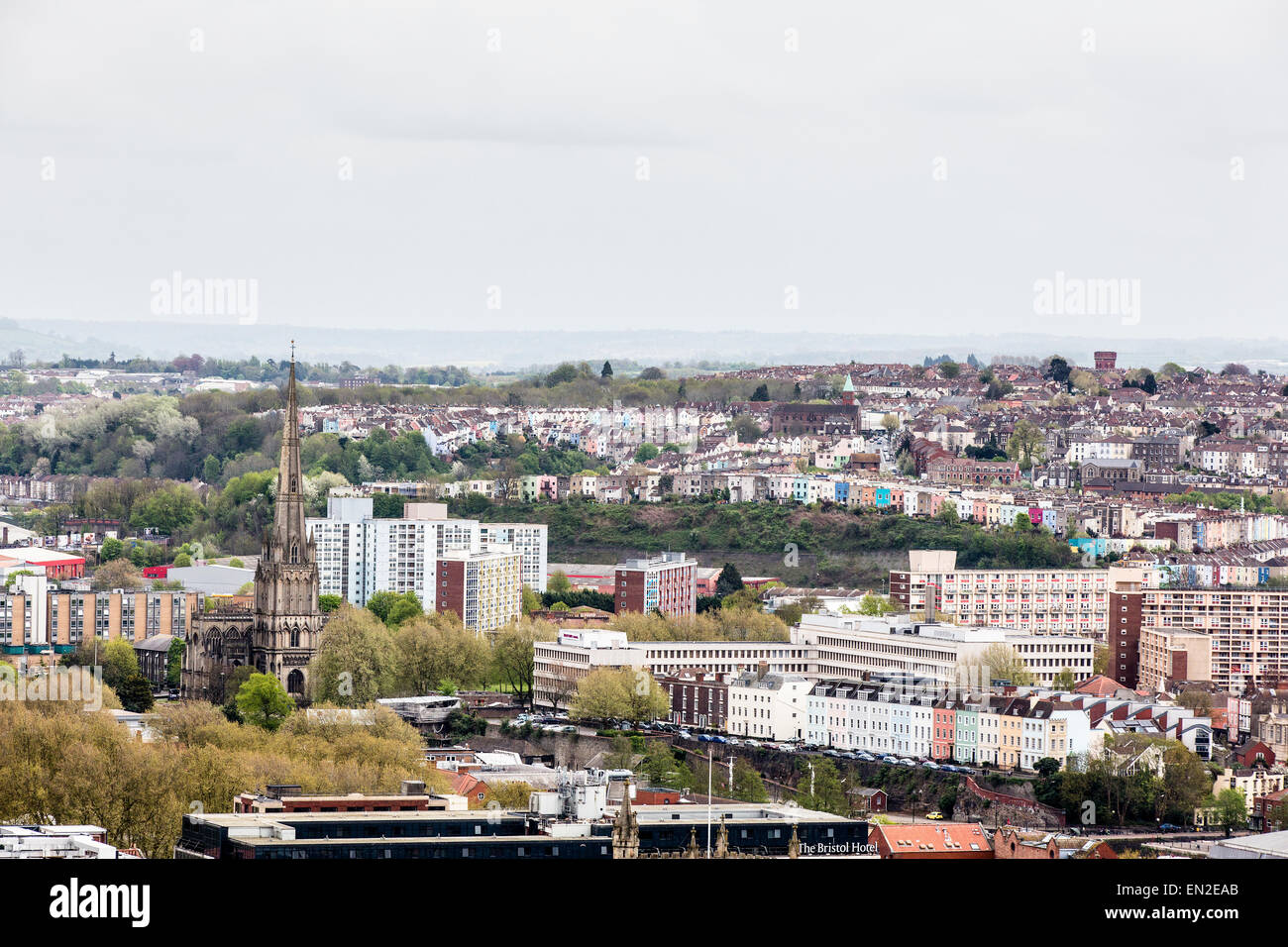 View over Bristol from Cabot Tower looking over Redcliffe towards ...