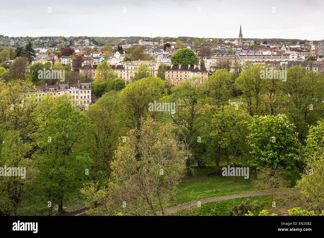 View over Bristol from Cabot Tower looking towards Clifton. Bristol, UK ...