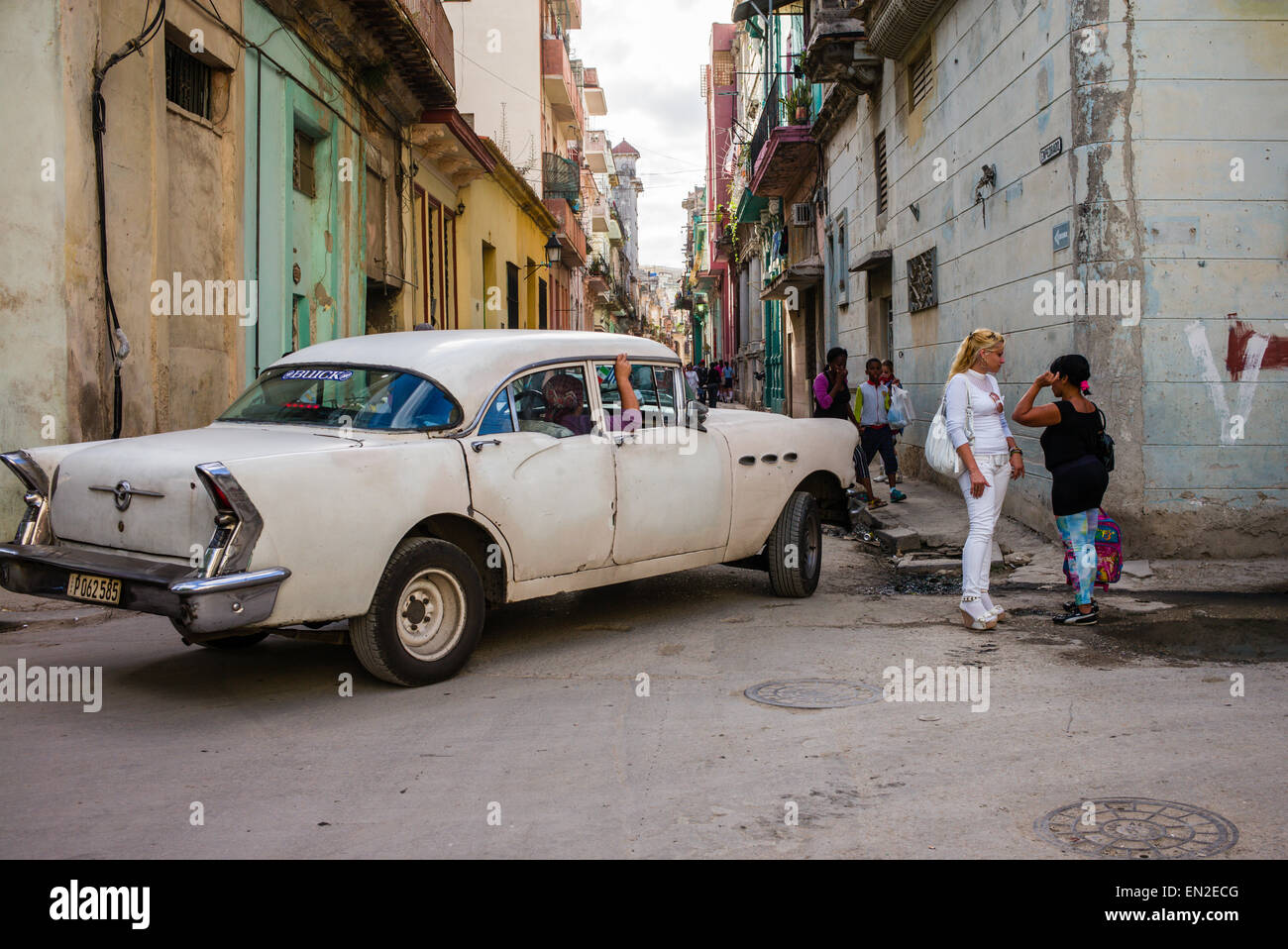 Vintage car used as a taxi on the streets of old Havana, Cuba Stock ...