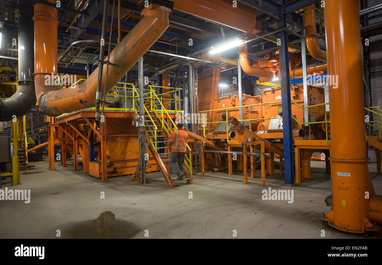 operator in a car recycling plant in holland Stock Photo - Alamy