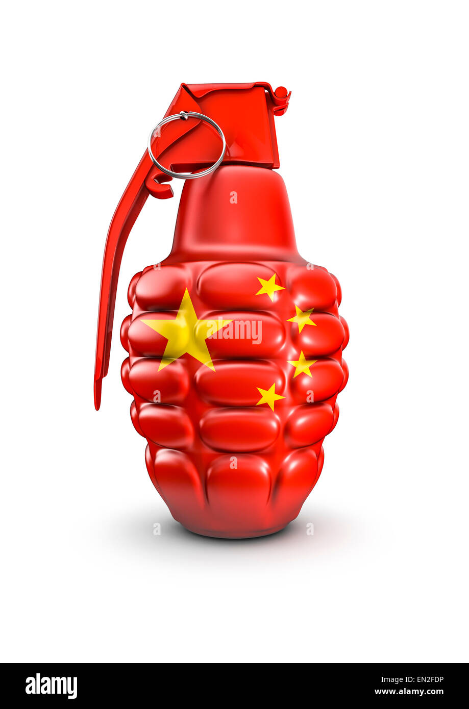 3D render of hand grenade decorated with Chinese flag colours Stock ...