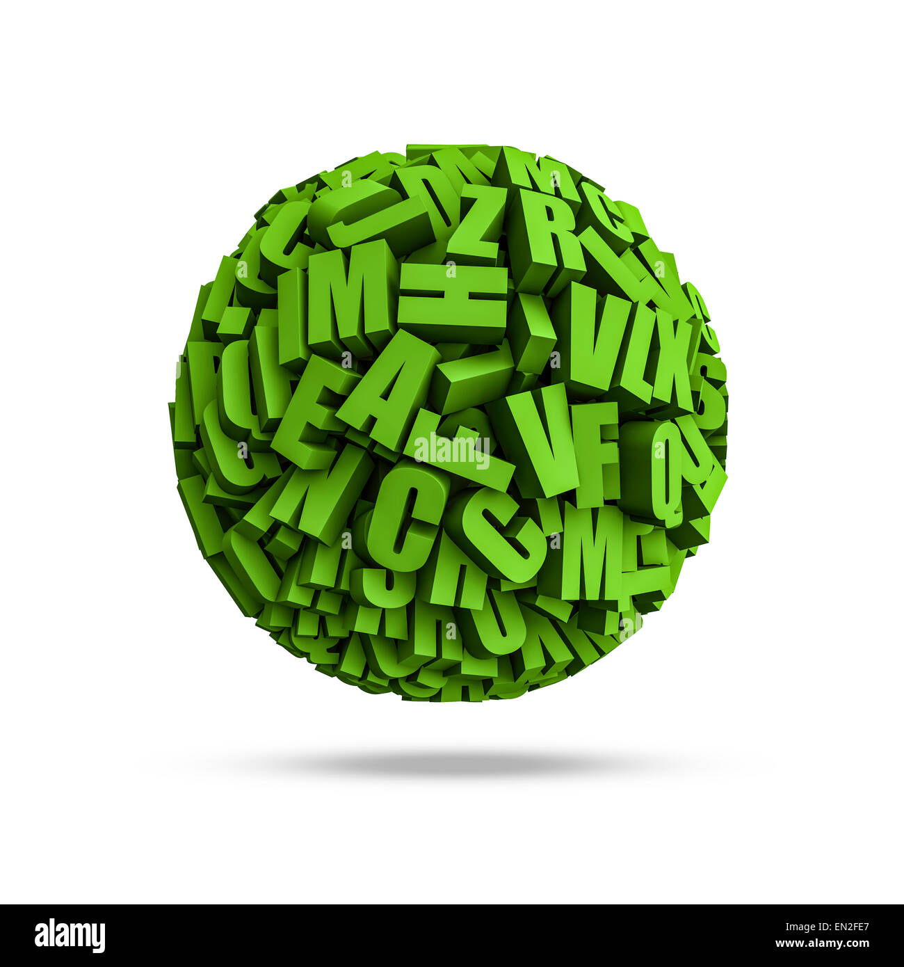 3D render of sphere formed by letters Stock Photo - Alamy