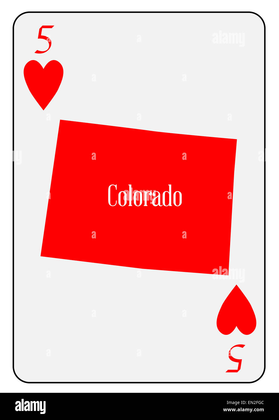 Outline map of Colorado and used as the 5 of Hearts motif in a playing ...
