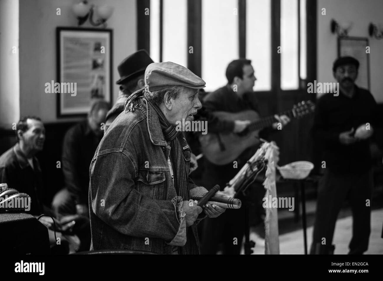 Band playing the Tango in a restaurant in old Havana, Cuba. Monochrome ...