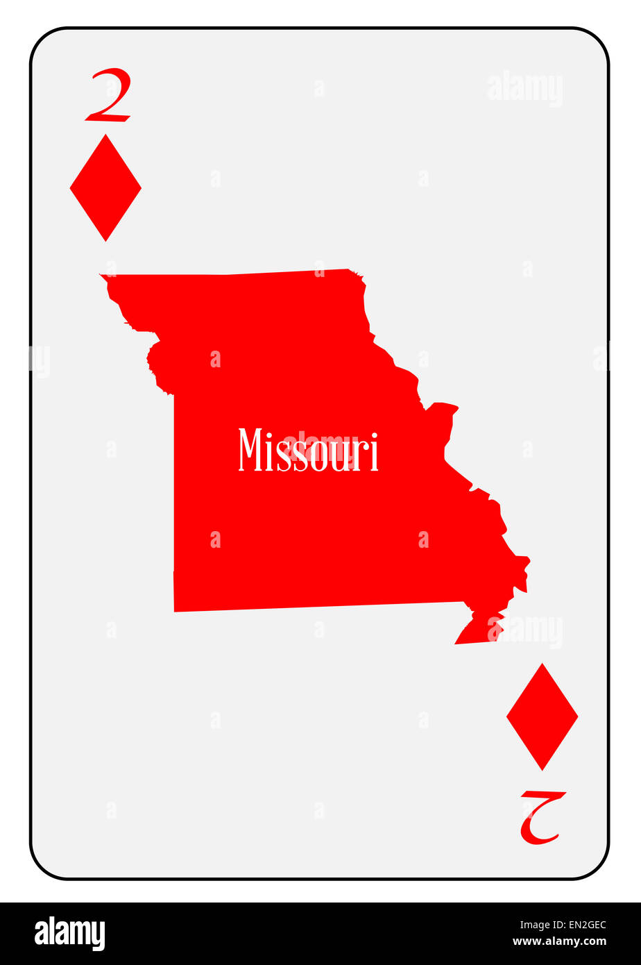 Outline map of Missouri and used as the 2 of Diamonds motif in a ...