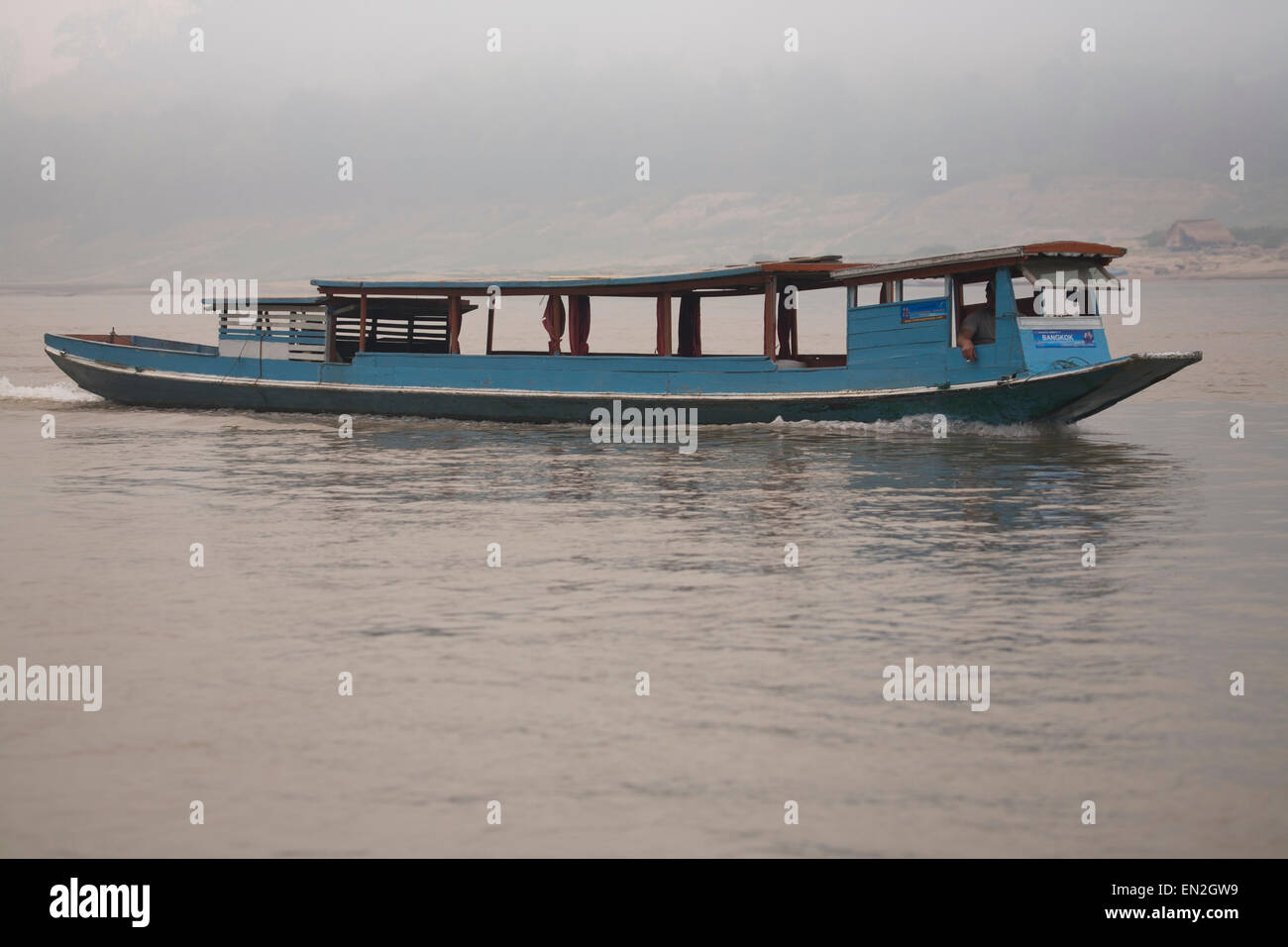 Slow boat on the Mekong river, Laos, Asia Stock Photo - Alamy