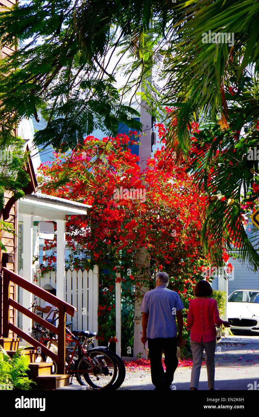 Street scene, Key West couple Stock Photo - Alamy