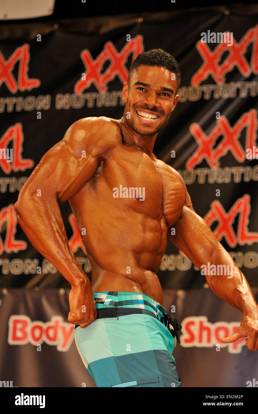 Schiedam, the Netherlands. 26th April, 2015. Male fitness contestant ...
