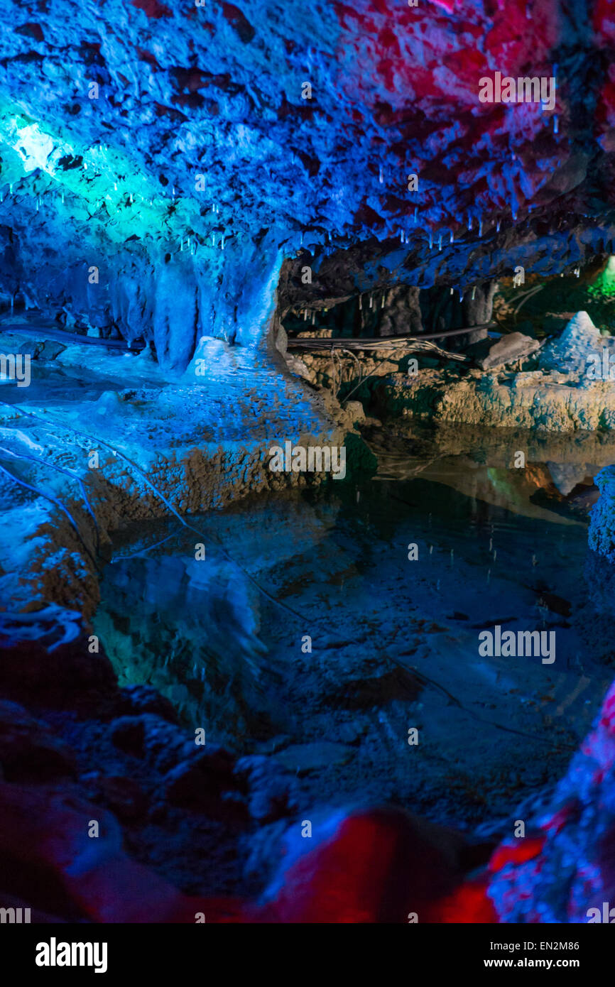 Cave formations in the Carboniferous limestone of the Mendip Hills are ...