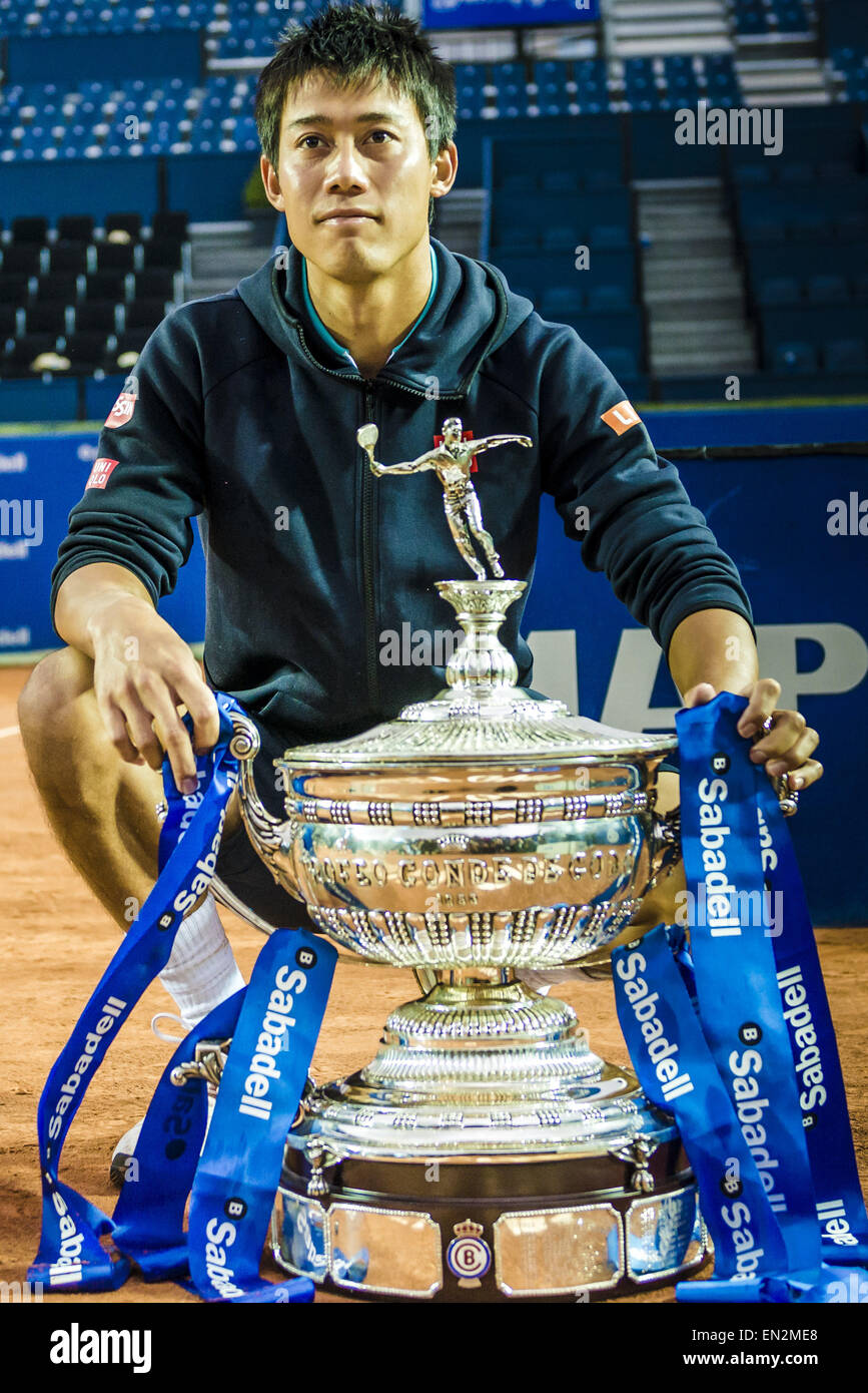 Barcelona, Catalonia, Spain. 26th Apr, 2015. KEI NISHIKORI (JPN) poses ...