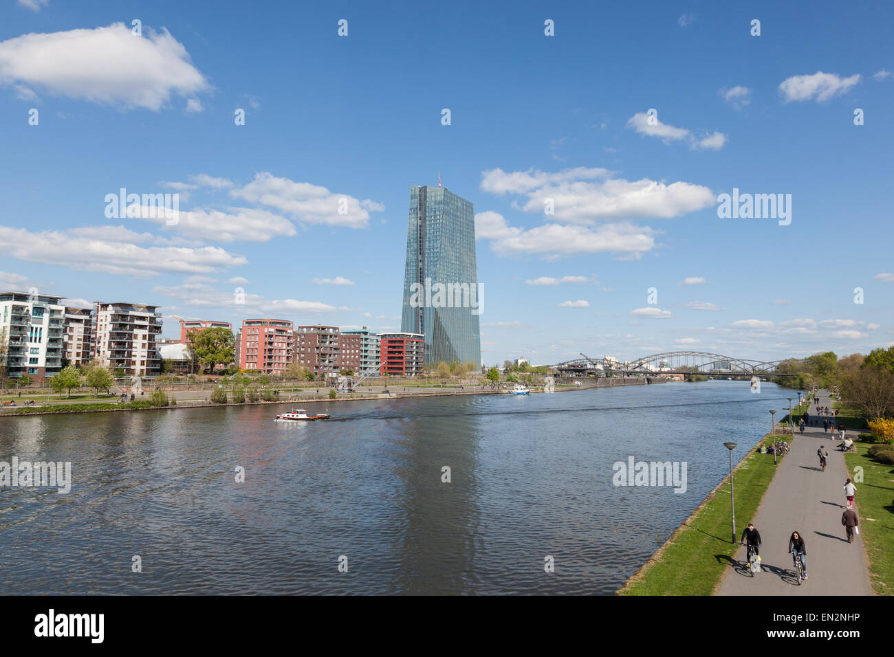 River Main and the new European Central Bank (ECB) building in ...