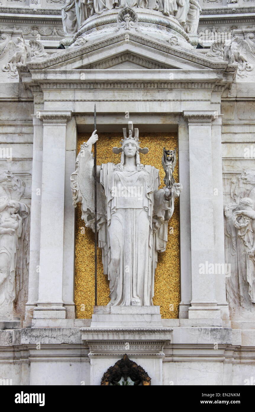 Statue of Goddess Roma at Vittoriano monument in Rome, Italy Stock ...
