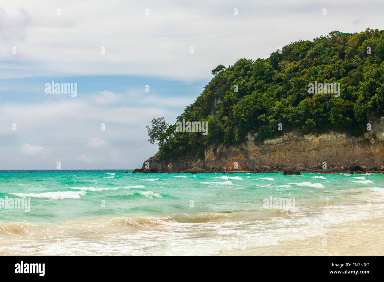Beautiful sea view background with deep blue sea big white and beach ...