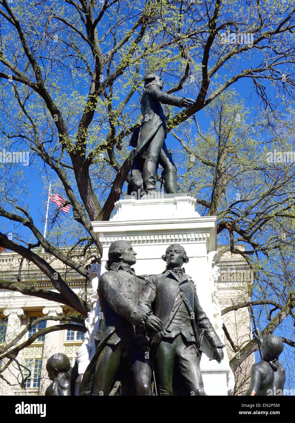 Statue and blossoming tree in Washington DC, U.S.A Stock Photo - Alamy