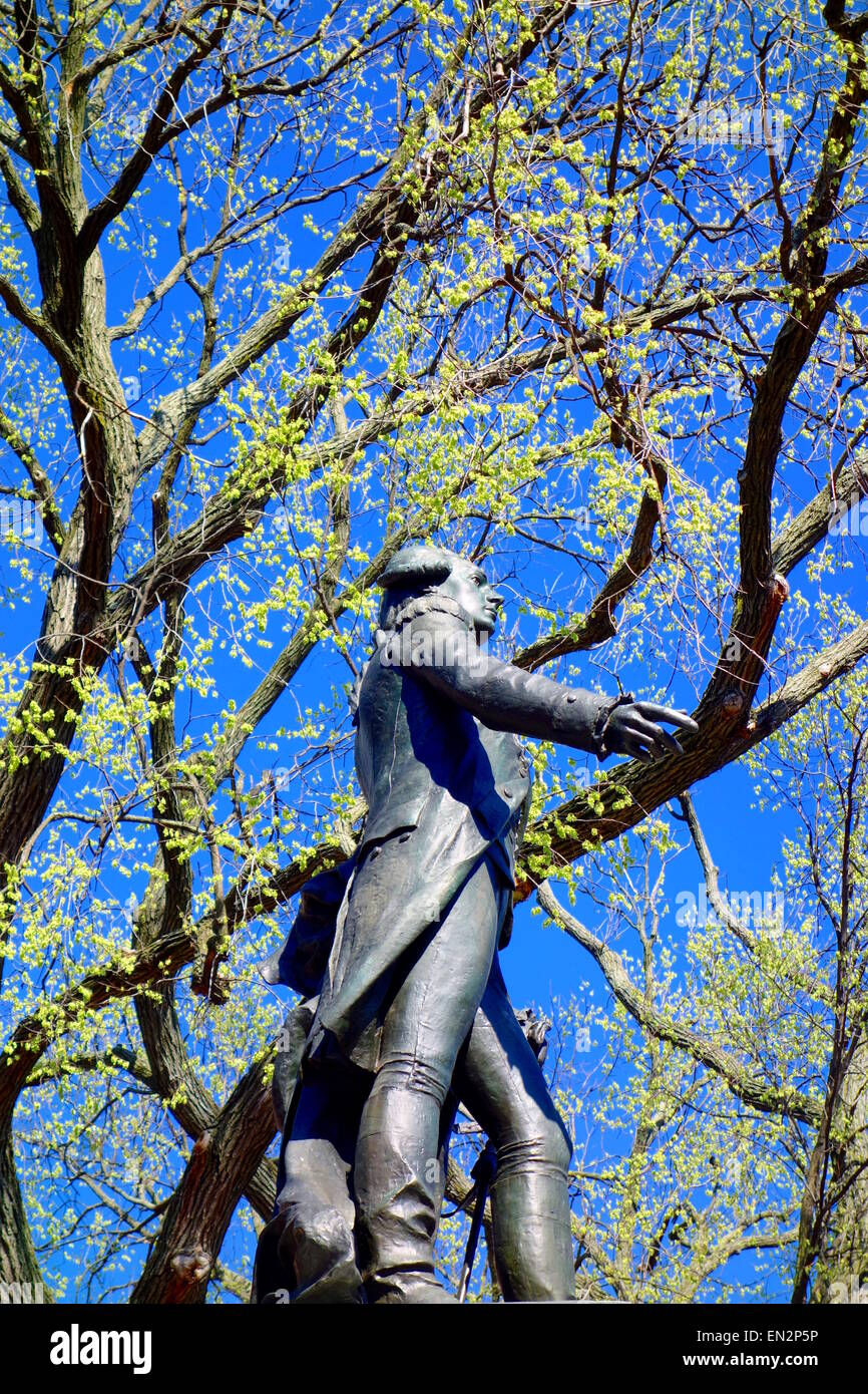 Statue and blossoming tree in Washington DC, U.S.A Stock Photo - Alamy