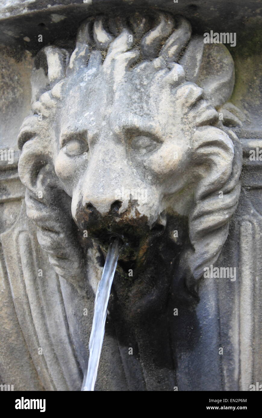 Lion statue spitting water in Villa d'Este. Tivoli, Italy Stock Photo ...