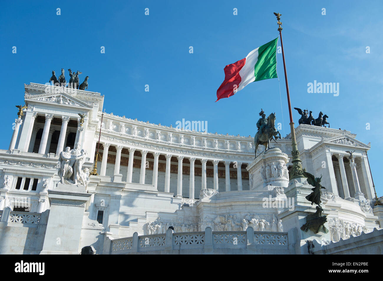 Italian flag flies over the dramatic architecture of the modernist ...