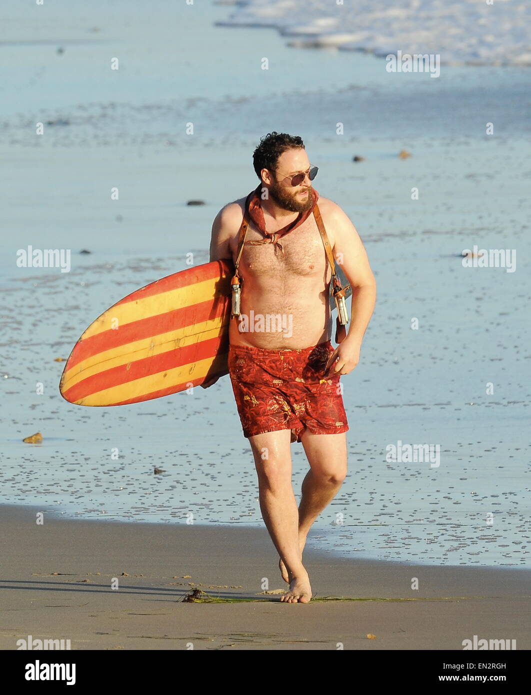 Actor Seth Rogen is lock and loaded on the beach and ready to surf for ...