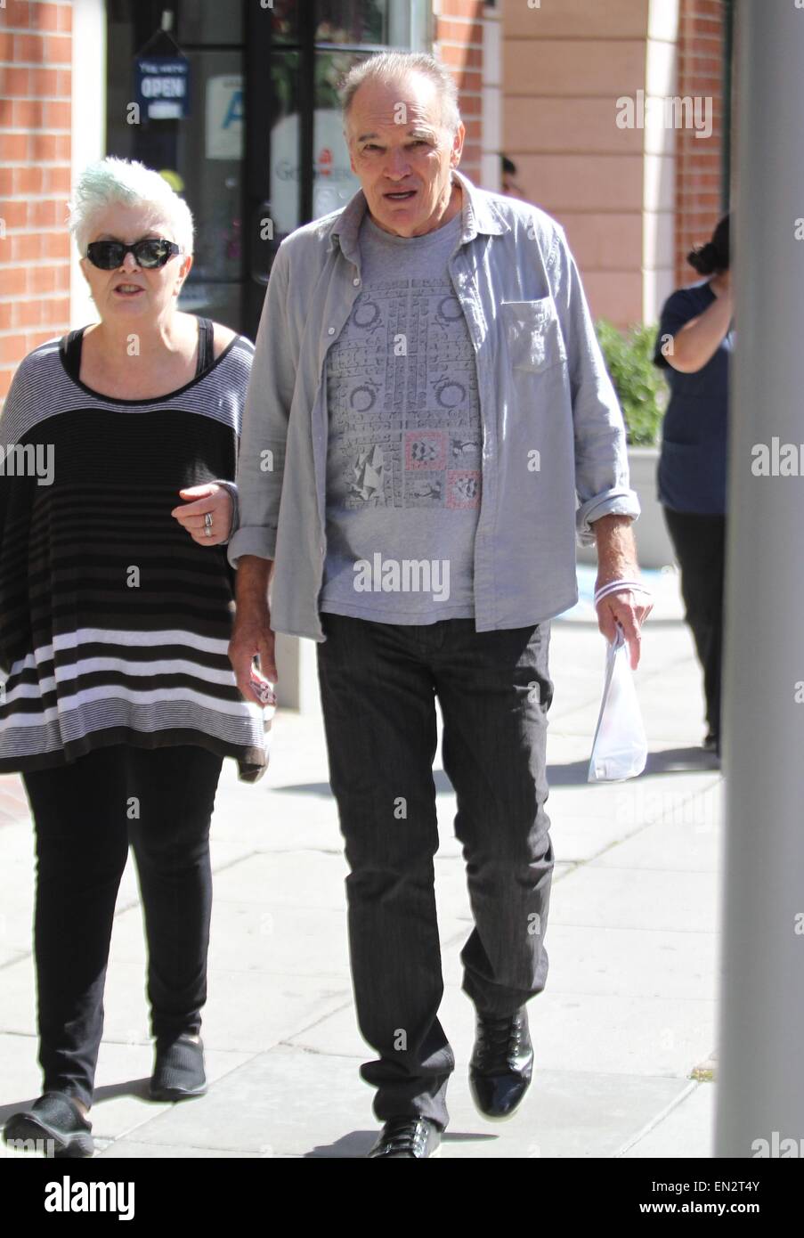 Veteren actor Tom Bower goes shopping in Beverly Hills with his wife ...