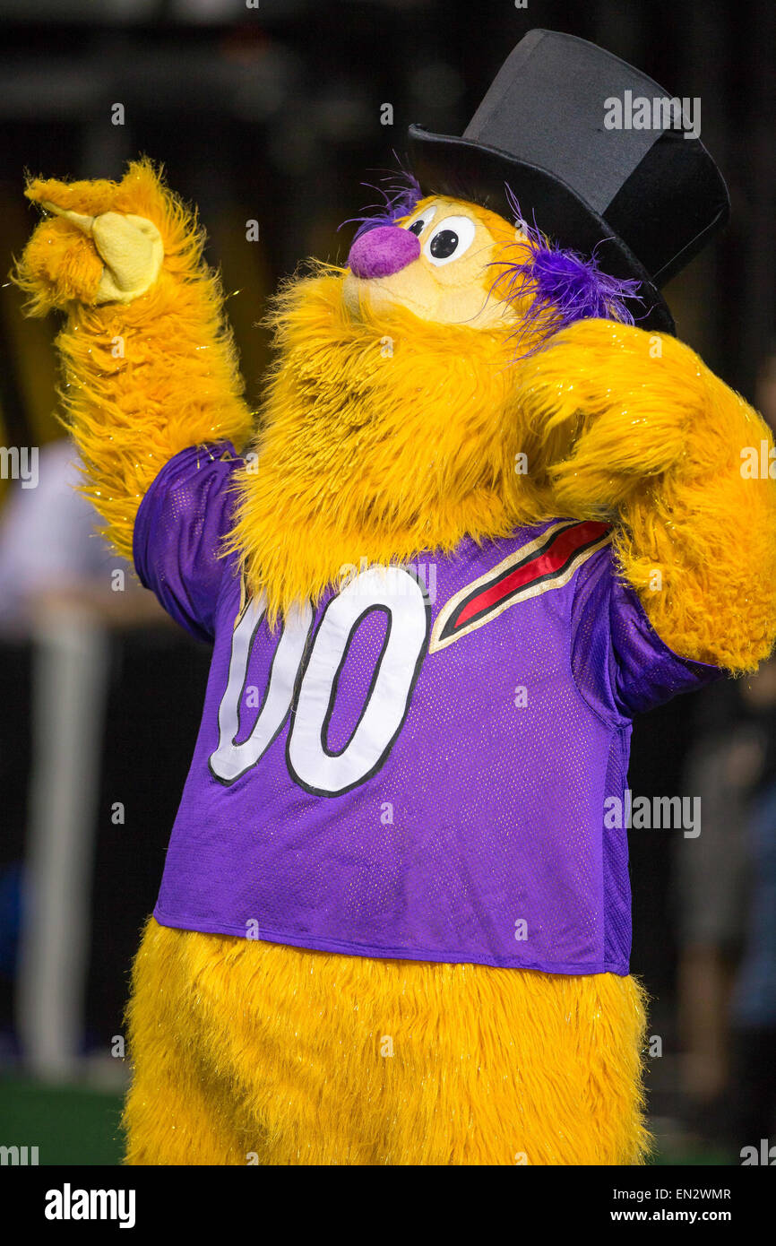 New Orleans, LA, USA. 26th Apr, 2015. New Orleans VooDoo mascot Mojo ...