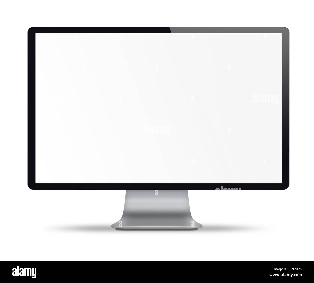 Computer display with white blank screen. Front view. Isolated on white ...