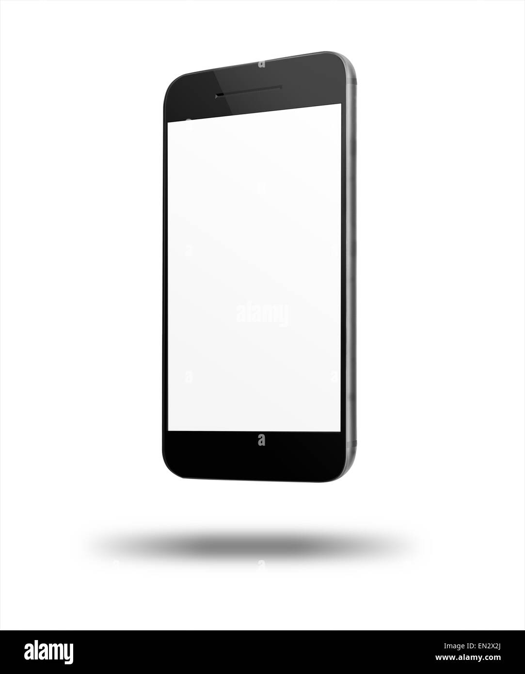 Realistic modern touchscreen phone. With light shadows under smartphone ...
