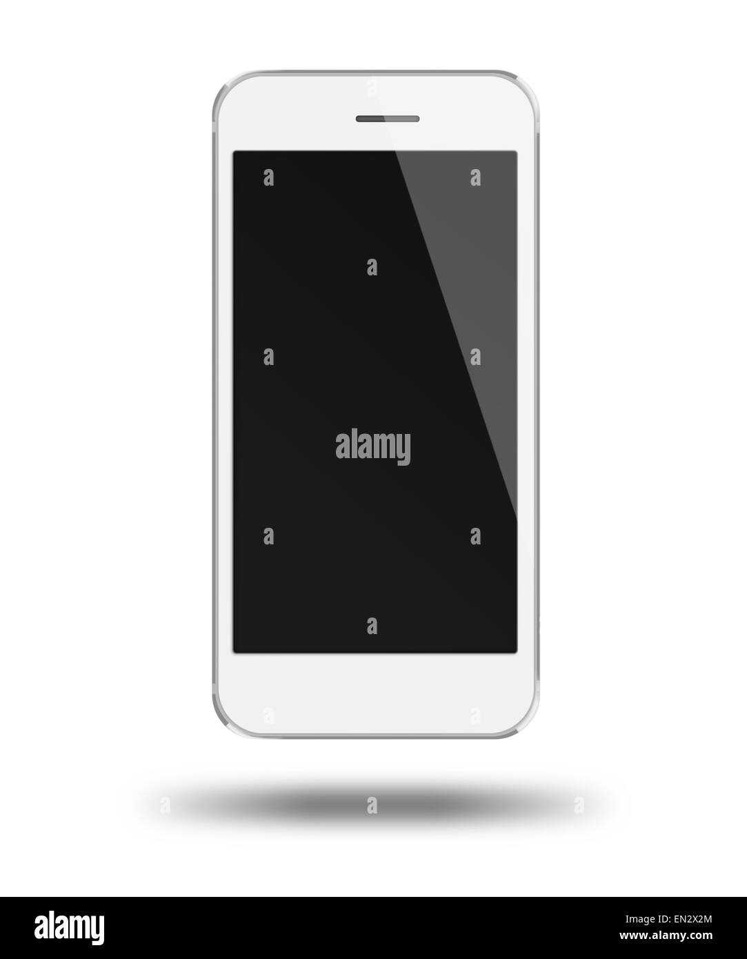 Realistic modern touchscreen phone. With light shadows under smartphone ...