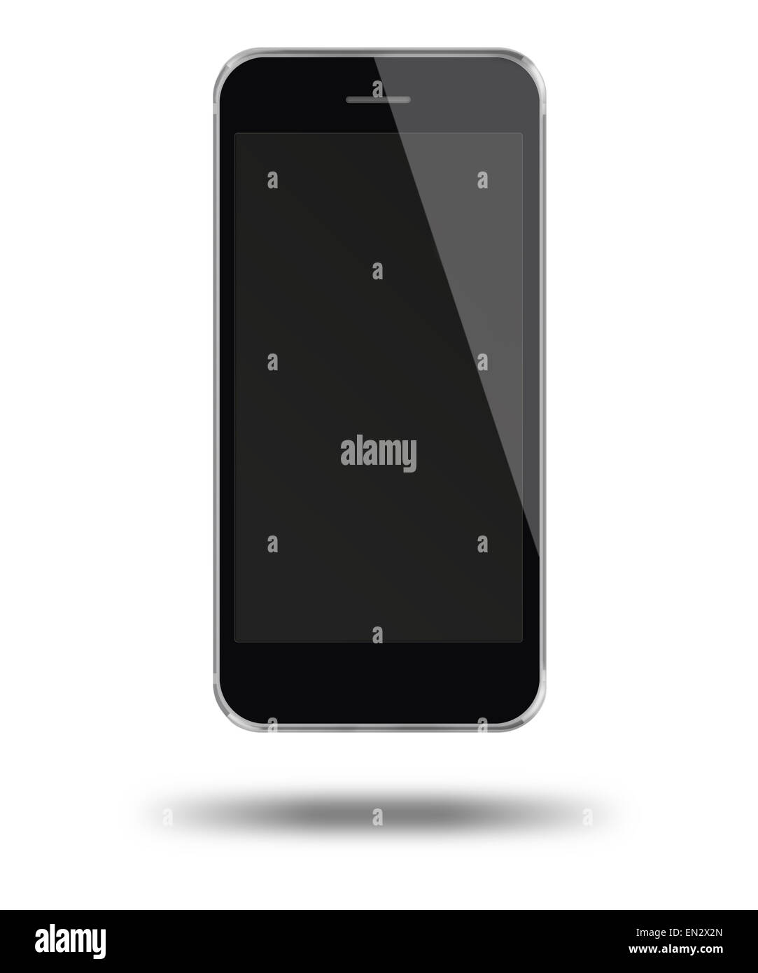 Realistic modern touchscreen phone. With light shadows under smartphone ...