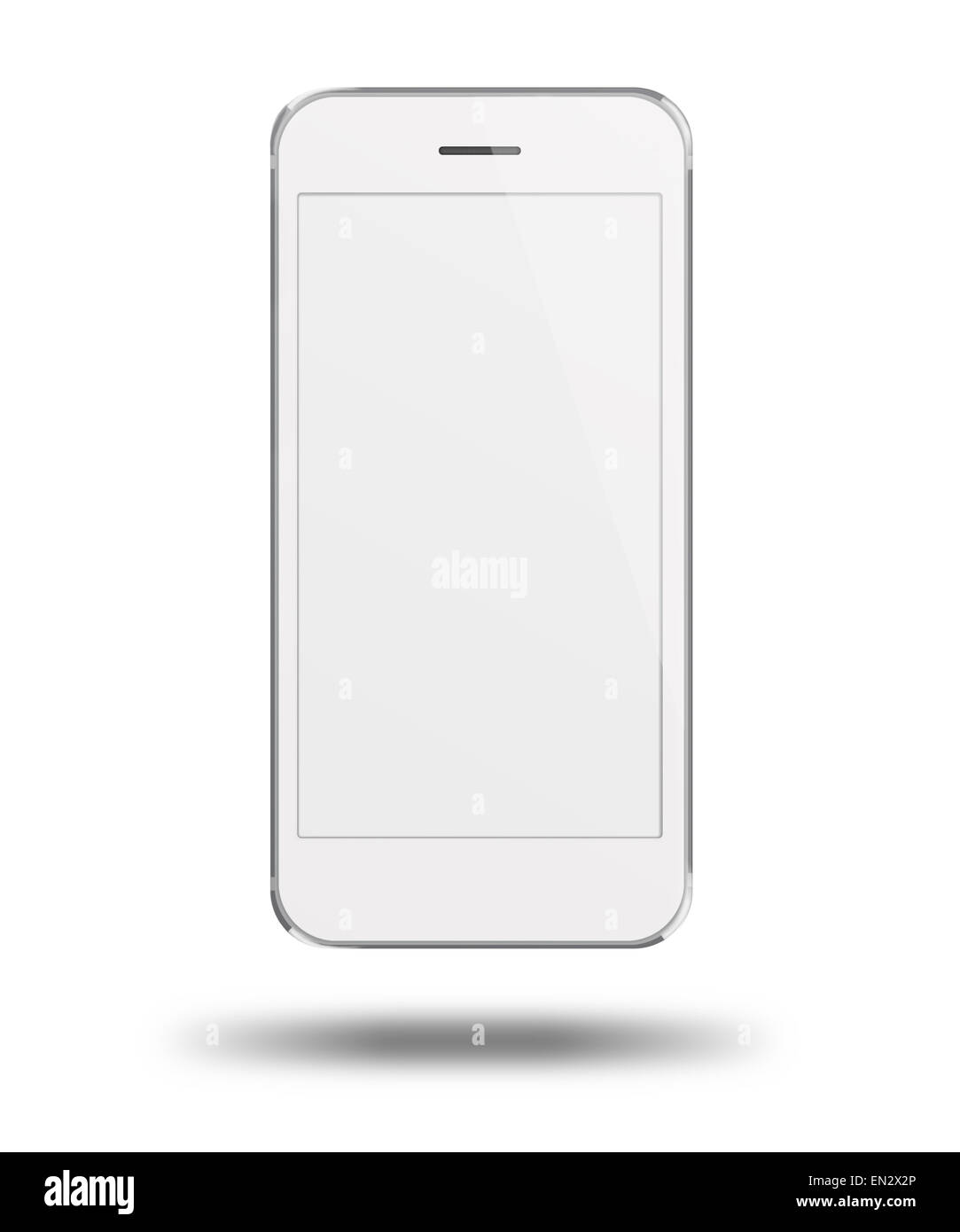 Realistic modern touchscreen phone. With light shadows under smartphone ...