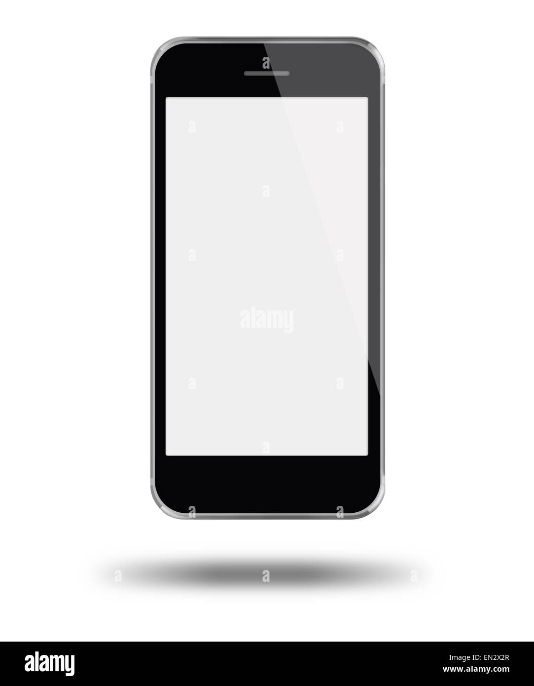 Realistic modern touchscreen phone. With light shadows under smartphone ...