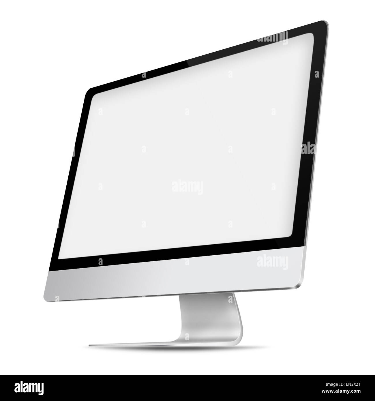 Modern flat screen computer monitor with blank screen isolated on white ...